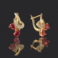 Позолоченные серьги XP 2487-красный купити в Україні ціна, фото | Brulik